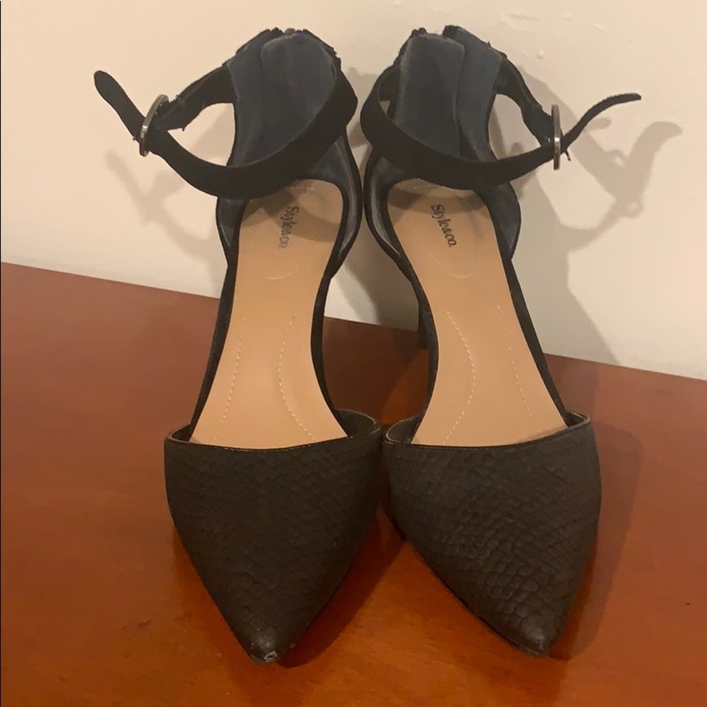 Black Snake Print Heels - Gem